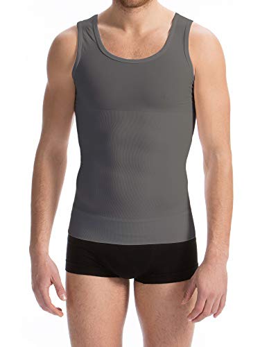 Farmacell 417 男性用腹部コントロールボディシェイピングベスト、100%イタリア製, グレー, Large