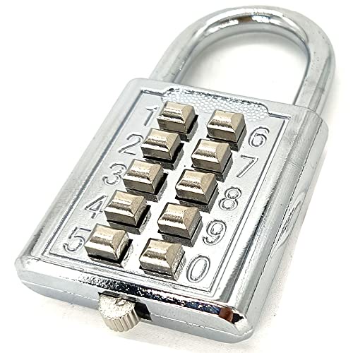 MIONI 10桁プッシュボタンコンビネーション南京錠 5桁ロックメカニズム ブルー (シルバー)