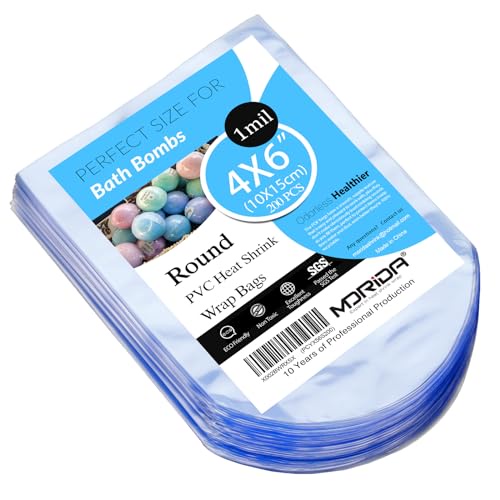 MORIDA バスボム 熱収縮ラップバッグ 200枚 4×6インチ ラウンドPVCラッパー バスボム 石鹸 クッキー DIYハンドメイドクラフト 無臭 食品安全品質 MORIDA バスボム 熱収縮ラップバッグ 200枚 4×6インチ ラウンドPVC