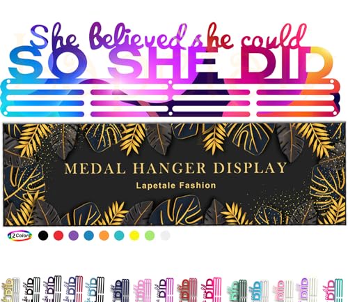 Lapetale ファッションメダルハンガーホルダー ディスプレイ ウォールラック フレームシェルフ 16インチ ロングメダルハンガー 賞 リボン チア 体操 サッカー ソフトボールホルダーディスプレイ カスタムラック スポーツメダル用 取り付け簡単