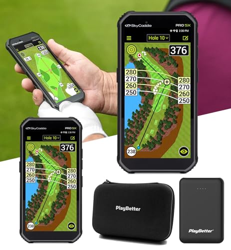 SkyCaddie PRO 5X ハンドヘルドゴルフGPS - PlayBetterポータブル充電器&保護ハードケース - TruePoint Precision Positioning Technology - 5.5インチディスプレイ、35,000マッ