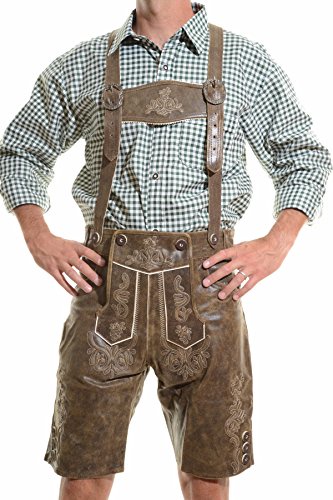lederhosen4uメンズBavarianクラッカー ? Oktoberfest Lederhosen素朴なレザーパンツ
