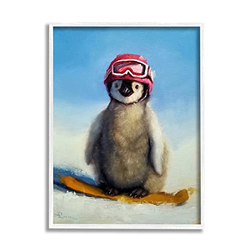 Stupell Industries スノーウィーペンギンひよこ スノーボード スポーツ レッドゴーグル Lucia Heffernan デザイン