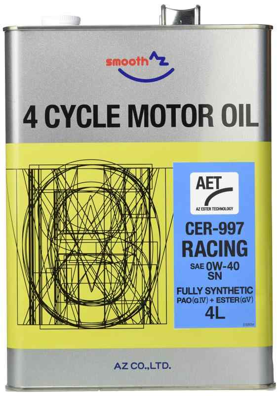 AZ (エーゼット) 車用 エンジンオイル 4L 0W-40 SN [CER-997/RACING AET] 100%化学合成油 PAO+エステルオイル 自動車用 モーターオイル 4の通販は ...