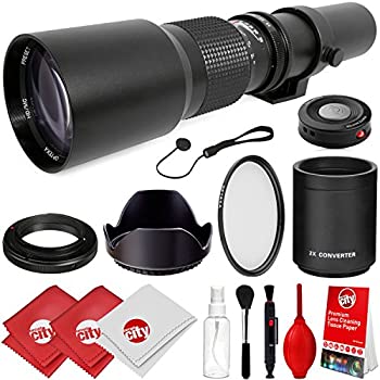 【未使用 中古品】Opteka 500mm/1000mm f/8 マニュアル望遠レンズ Nikon F D6、D5、D4、Df、D(中古品)