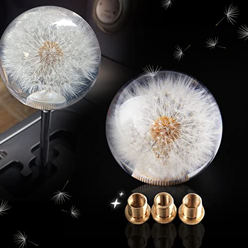 YESHMA 汎用 シフトノ ブ 水中花 クリスタル 汎用 ボール型 綿毛タンポポ タンポポ結晶 トラック MT車 ギアシフター 3枚 口径 ...