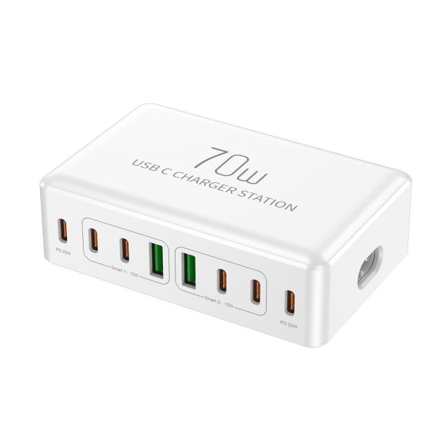 70W 急速充電器 USB コンセント 充電器 Type-C【8つのUSBポ一ト】ACアダプターPSE認定複数PD20W急速充電タイプc 充電 ...