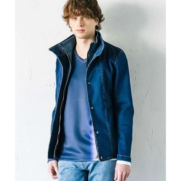 MKオム（MK homme）/【秋/春兼用／ストレッチ】ダブルカラーデニムブルゾン
