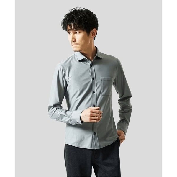 MKオム（MK homme）/【洗濯機洗いOK／ストレッチ/ビジネス対応】アクティブセッター千鳥柄長袖シャツ