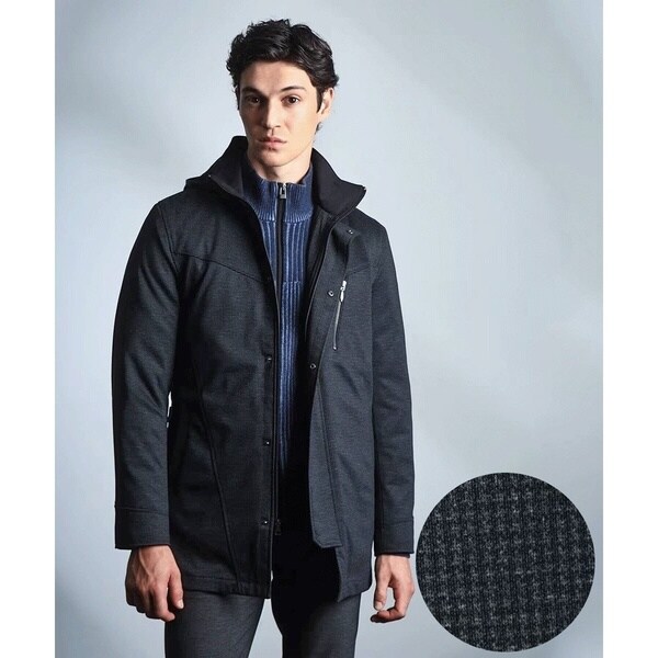 MKオム（MK homme）/【４サイズ/中綿ライナー付/３WAY】フード付きコート / 千鳥柄