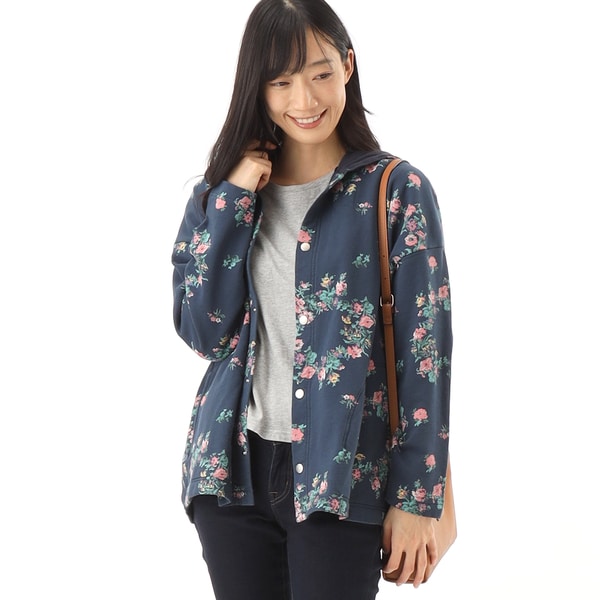 スーパーハッカ（SUPER HAKKA）/リングフラワープリントフーディカーディガン