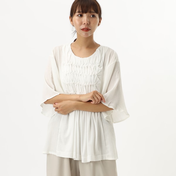 スーパーハッカ（SUPER HAKKA）/コットン楊柳フラワースモッキングカットソー