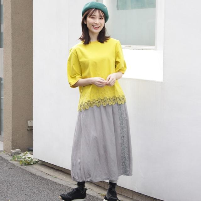 スーパーハッカ（SUPER HAKKA）/セルロース麻フラワーケミカルレーステープバルーンスカート