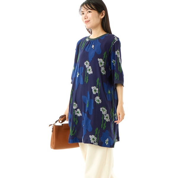 スーパーハッカ（SUPER HAKKA）/32/−スターフラワーカットジャカードチュニックカットソー