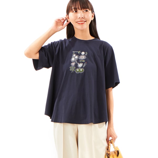 スーパーハッカ（SUPER HAKKA）/SUPER HAKKA×reiko．matsuno 「おはな」刺繍Tシャツ