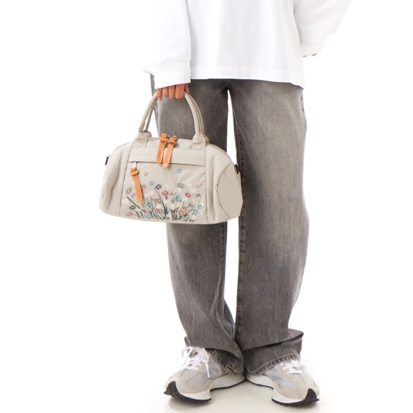 スーパーハッカ（SUPER HAKKA）/「glanta」デイジーミスト刺繍ミニドラムショルダーバッグ