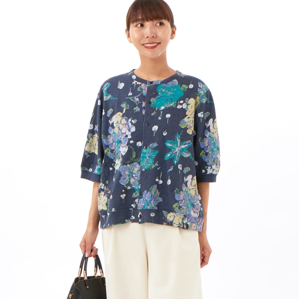 スーパーハッカ（SUPER HAKKA）/フラッフフラワープリント裏毛カーディガン