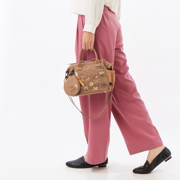 スーパーハッカ（SUPER HAKKA）/「glanta」フラワーバンケット刺繍ミニボストンショルダーバッグ ポーチ付き