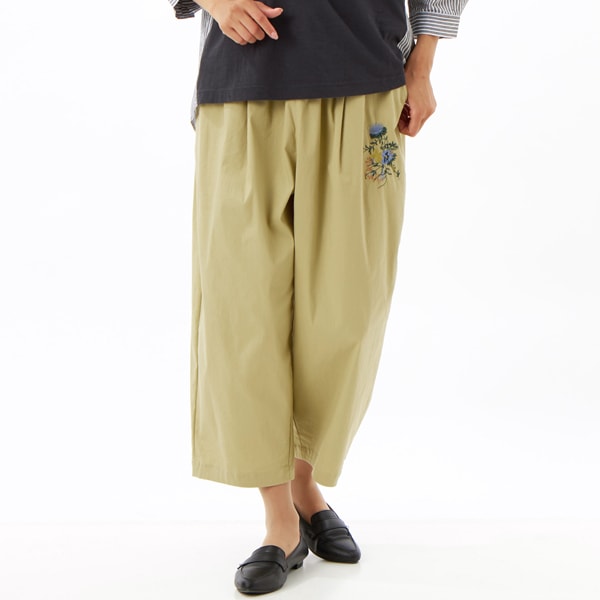 スーパーハッカ（SUPER HAKKA）/コットンナイロンストレッチダリアブーケポイント刺繍オーバルパンツ