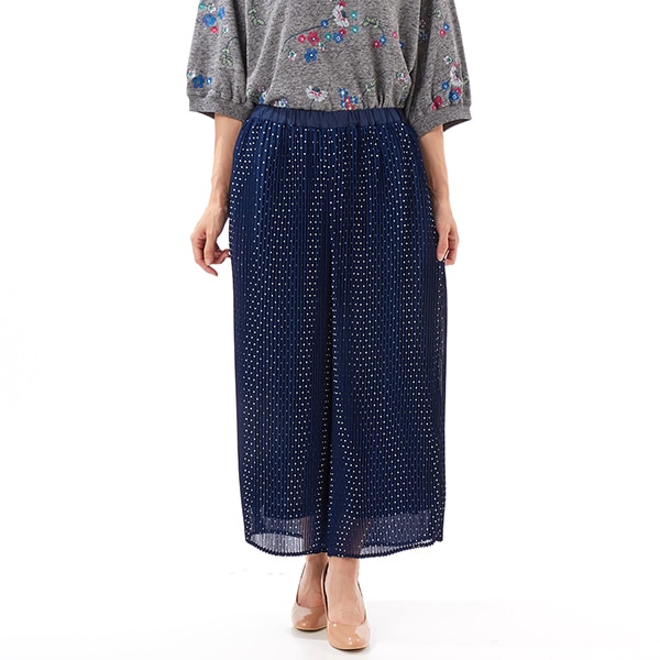 スーパーハッカ（SUPER HAKKA）/エステルシフォンドットプリントクリスタルプリーツワイドパンツ(裏地付き)