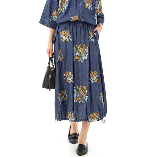 スーパーハッカ（SUPER HAKKA）/デニム/ツイル ブロッサムクラスタ刺繍バルーンスカート