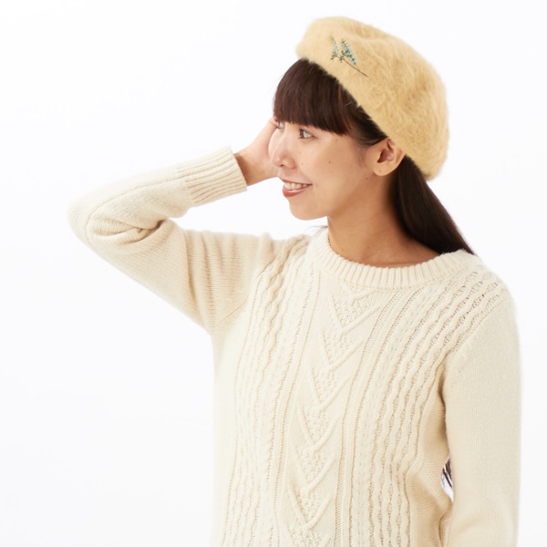 スーパーハッカ（SUPER HAKKA）/フラワーワンポイント刺繍シャギーベレー帽