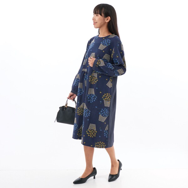 スーパーハッカ（SUPER HAKKA）/コットンポリエステル  フラワーポットニットジャカードワンピース