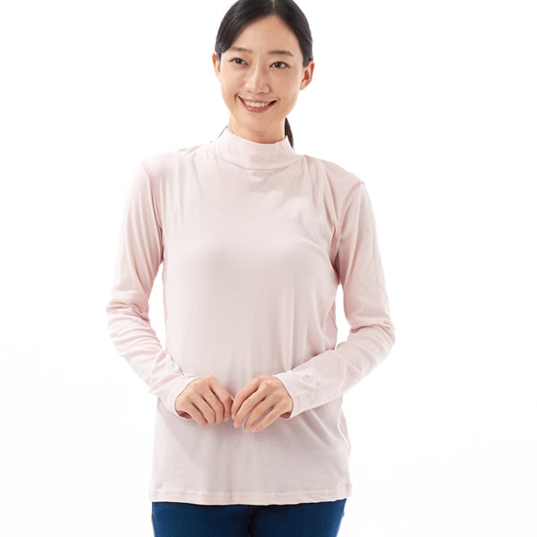 スーパーハッカ（SUPER HAKKA）/ロゴワンポイント刺繍 強撚天竺ハイネックカットソー