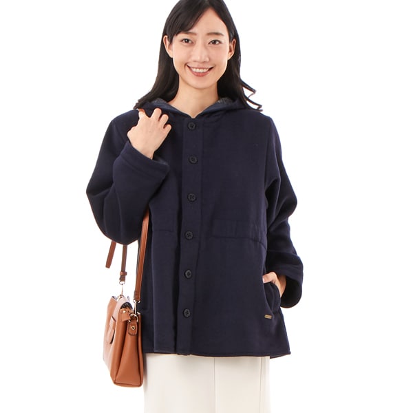 スーパーハッカ（SUPER HAKKA）/ウールレーヨンダブルフェイスフーディコート