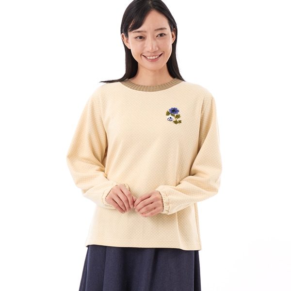 スーパーハッカ（SUPER HAKKA）/プルームレットハンド刺繍キルティングダブルジャカードプルオーバー