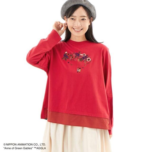 スーパーハッカ（SUPER HAKKA）/SUPER HAKKA×世界名作劇場 「赤毛のアン」花とブランコ刺繍 長袖カットソー