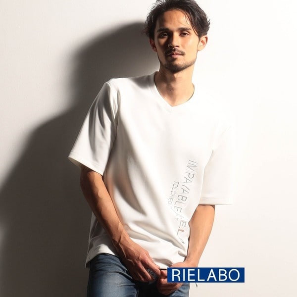 ニコルクラブフォーメン（NICOLE CLUB FOR MEN）/【RIELABO】ロゴプリントＶネックＴシャツ