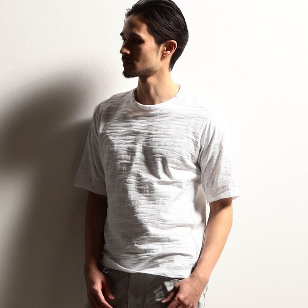 ニコルクラブフォーメン（NICOLE CLUB FOR MEN）/【RIELABO】カモフラリンクスジャカードクルーネック半袖Tシャツ