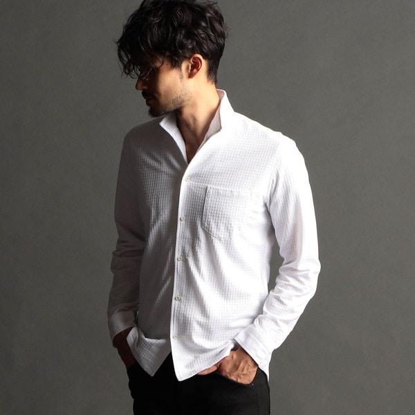 ニコルクラブフォーメン（NICOLE CLUB FOR MEN）/ニットサッカーチェックシャツ