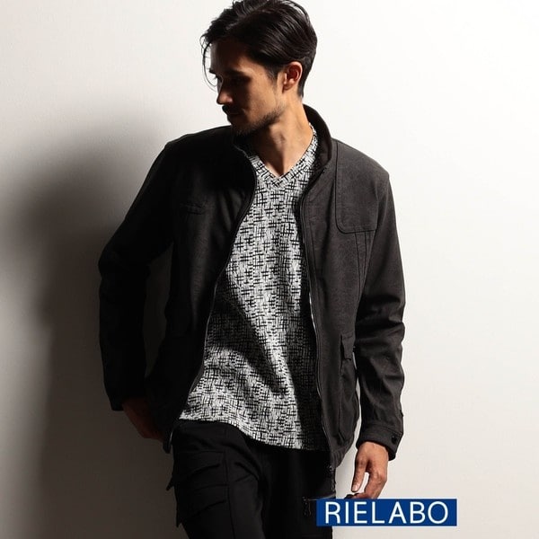 ニコルクラブフォーメン（NICOLE CLUB FOR MEN）/【RIELABO】レザーライクジャージ ブルゾン