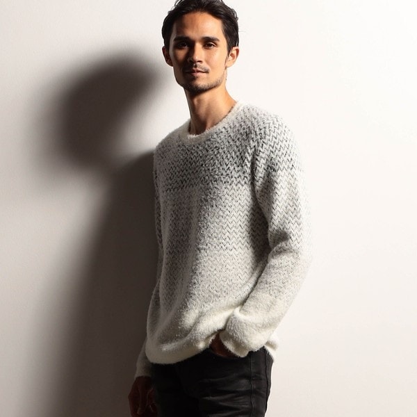 ニコルクラブフォーメン（NICOLE CLUB FOR MEN）/【RIELABO】グラデーションシェブロン クルーネックニット