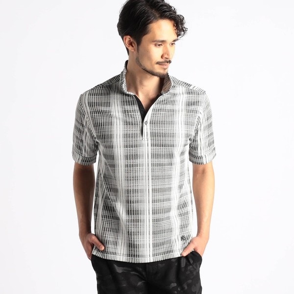 ニコルクラブフォーメン（NICOLE CLUB FOR MEN）/【NICOLE SPORTS】ブリスターチェックスタンドポロシャツ