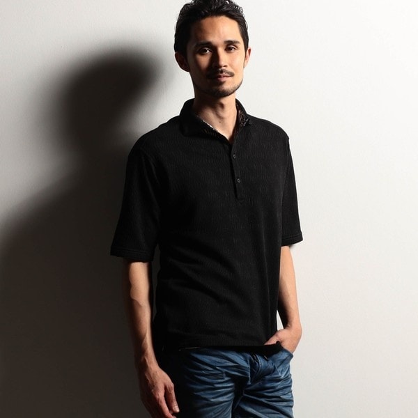 ニコルクラブフォーメン（NICOLE CLUB FOR MEN）/【RIELABO】ウェーブジャカード スキッパーポロシャツ