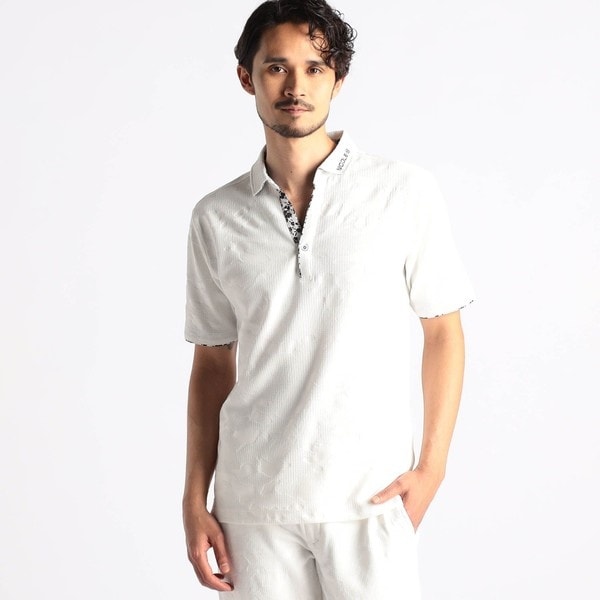 ニコルクラブフォーメン（NICOLE CLUB FOR MEN）/【NICOLE SPORTS】エンボスクラック柄スキッパーポロシャツ