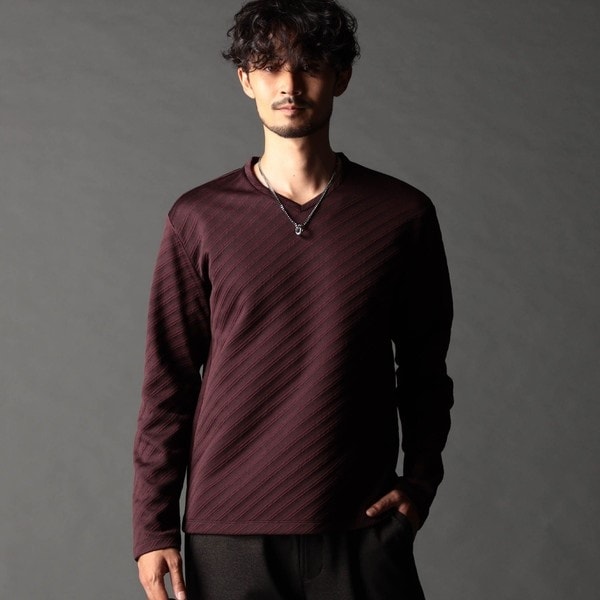 ニコルクラブフォーメン（NICOLE CLUB FOR MEN）/ブリスターバイヤスジャカードVネックプルオーバー