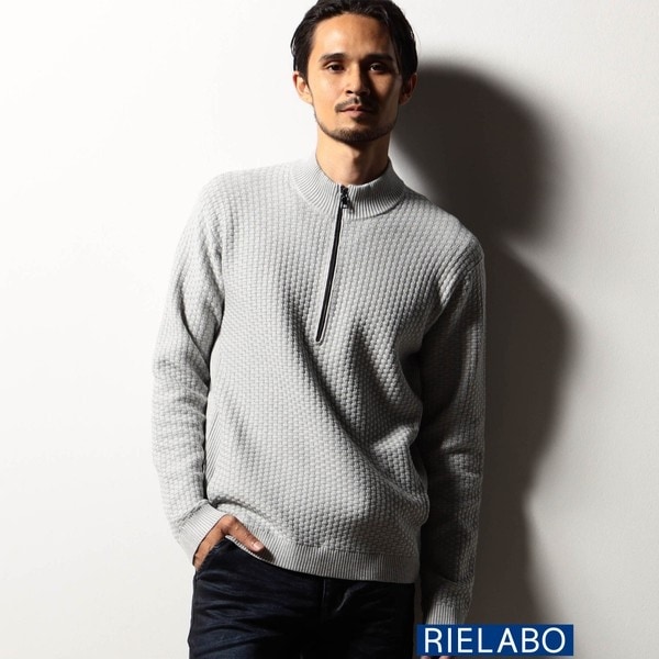 ニコルクラブフォーメン（NICOLE CLUB FOR MEN）/【RIELABO】ハーフジッププルオーバーニット