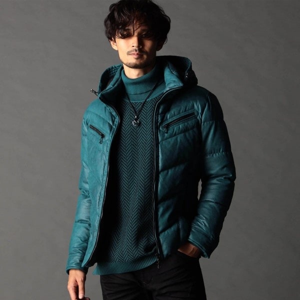 ニコルクラブフォーメン（NICOLE CLUB FOR MEN）/ムラプリントマイクロクロス ダウンブルゾン