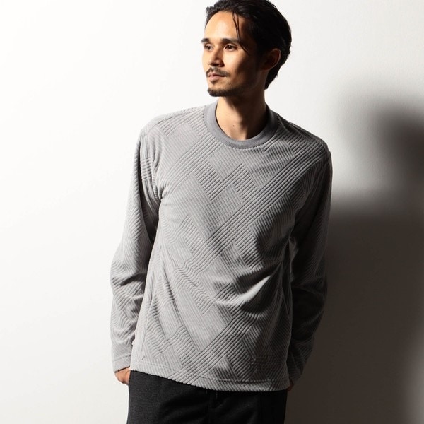 ニコルクラブフォーメン（NICOLE CLUB FOR MEN）/【RIELABO】パイルジャカード クルーネックプルオーバー