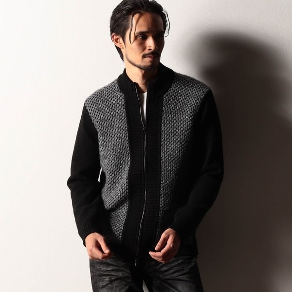 【NEW】ニコルクラブフォーメン（NICOLE CLUB FOR MEN）/【RIELABO】タックステッチドライバーズニット