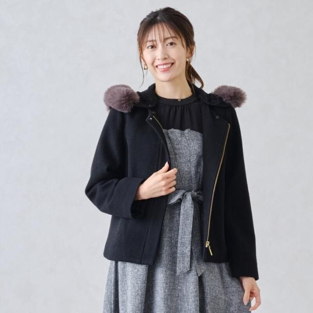 ミッシュマッシュ（MISCH MASCH）/大人綺麗に魅せる。万能アウター。フードファー付きショートコート/MM448603