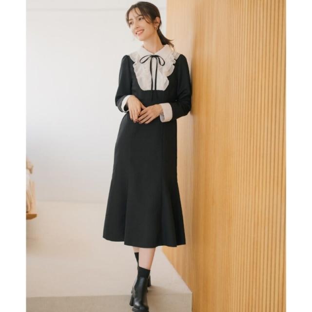 ミッシュマッシュ（MISCH MASCH）/2025秋冬新作 襟付きラッフルコンビマーメイドワンピース
