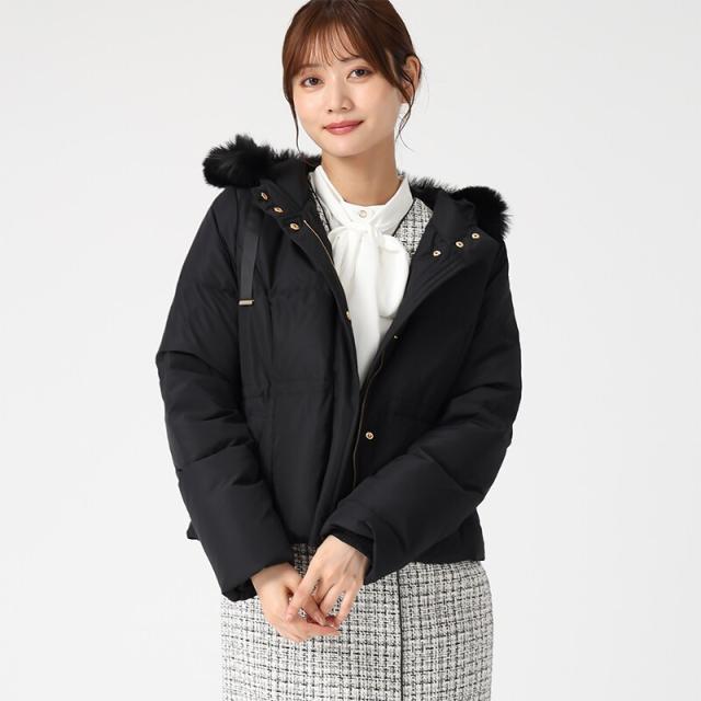 ミッシュマッシュ（MISCH MASCH）/上品リボンと調整ウエストで着映える万能アウター。025秋冬新作 グログランリボンフードショートダウン