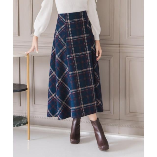 ミッシュマッシュ（MISCH MASCH）/存在感チェックで一気に華やか美シルエット。25秋冬新作 ロービングチェックAラインミディスカート