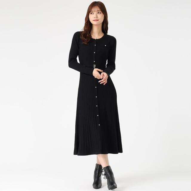 ミッシュマッシュ（MISCH MASCH）/ラメ配色で華やかに。細見えリブがスタイルUP叶える。2025秋冬新作 ラメ配色ニットワンピース