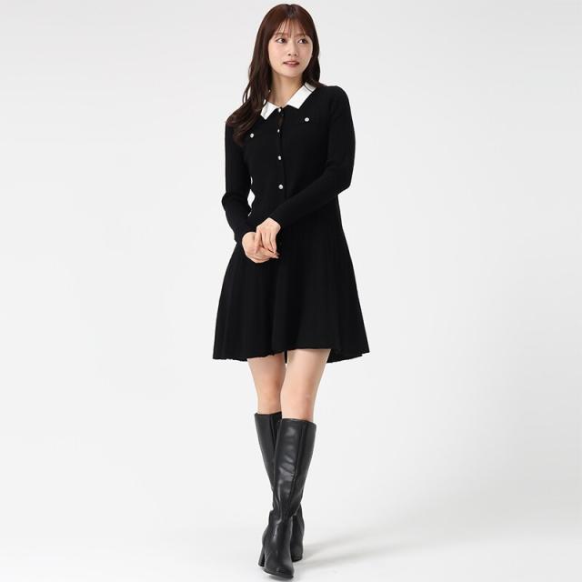 【NEW】ミッシュマッシュ（MISCH MASCH）/2025秋冬新作 襟付きケーブルミニニットワンピース